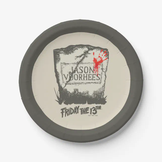 Friday the 13th | Jason Voorhees Headstone Paper Plates | Zazzle