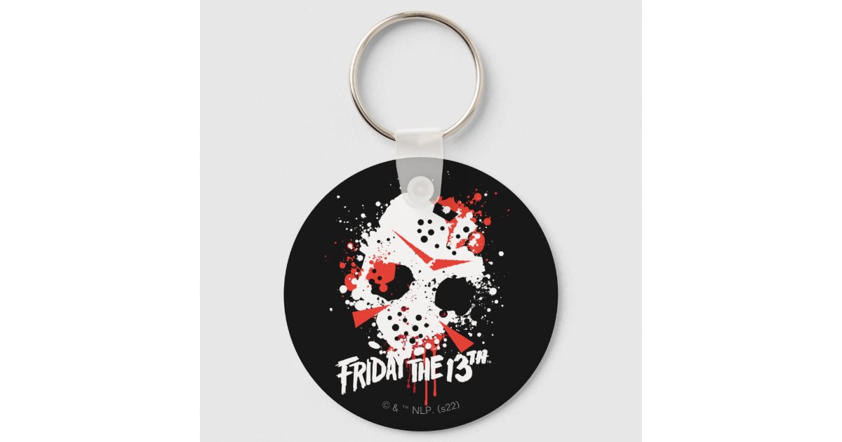 Friday the 13th | Paint Splatter Hockey Mask Keychain | Zazzle