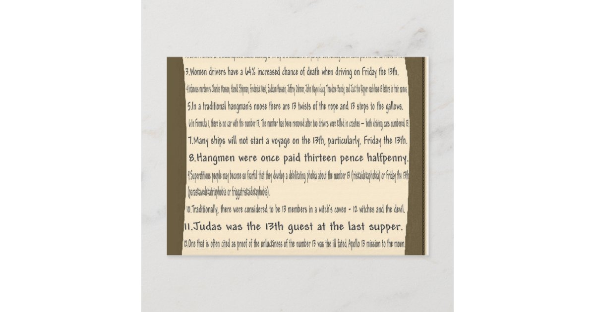 Friday the 13th postcard | Zazzle
