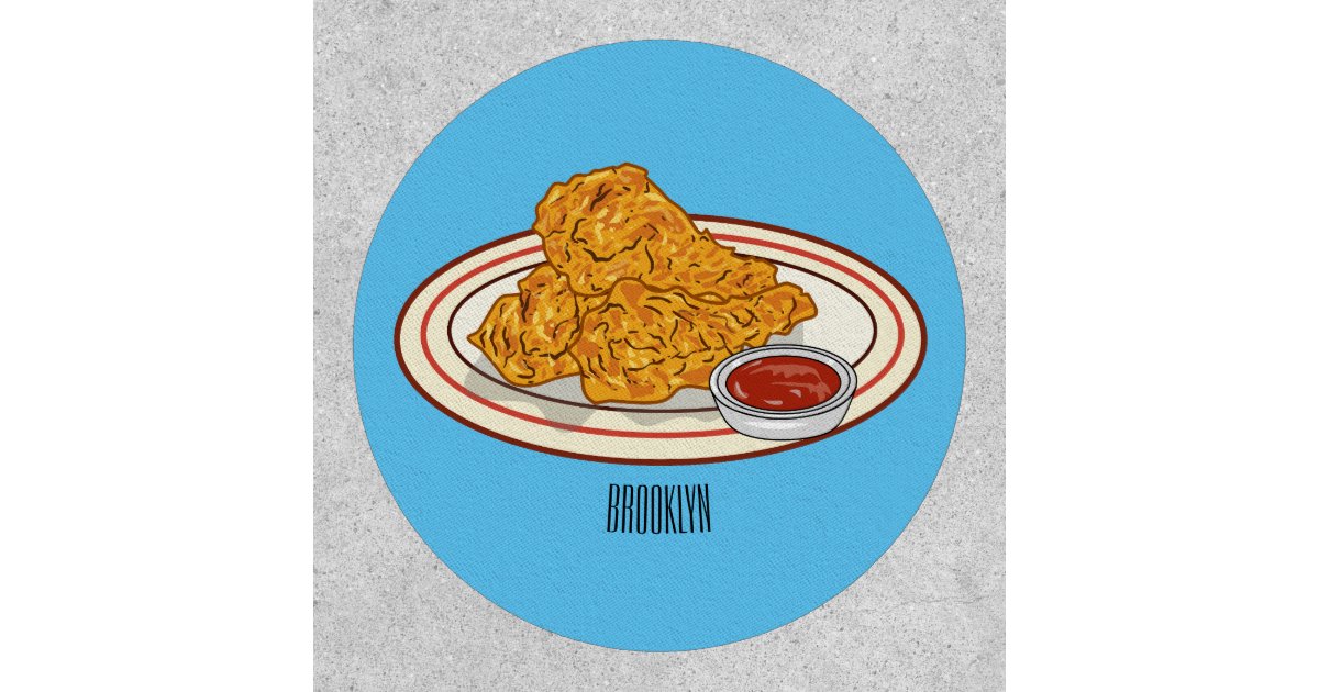Fried chicken cartoon illustration patch | Zazzle