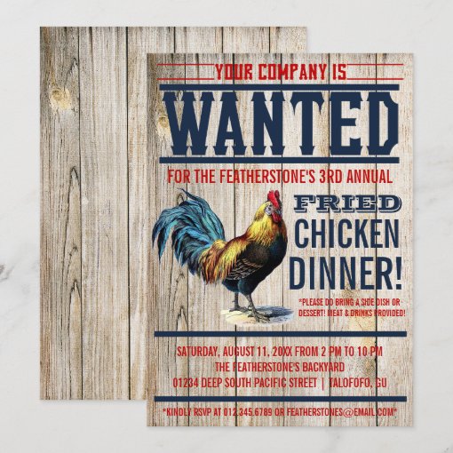 Fried Chicken Dinner Party Invitations | Zazzle
