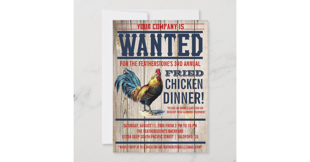 Fried Chicken Dinner Party Invitations | Zazzle