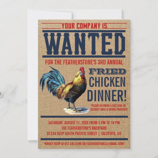 Fried Chicken Dinner Party Invitations | Zazzle