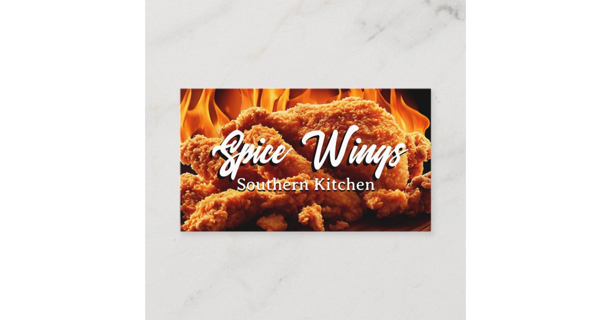 Fried Chicken Fire Background Business Card | Zazzle