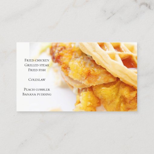 Fried chicken waffle sandwich business card | Zazzle