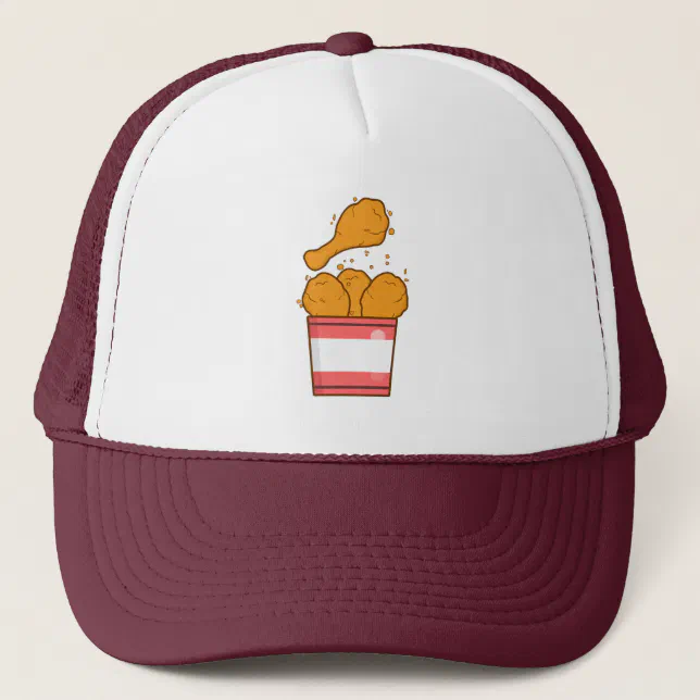 Fried Chicken With Bucket Trucker Hat | Zazzle