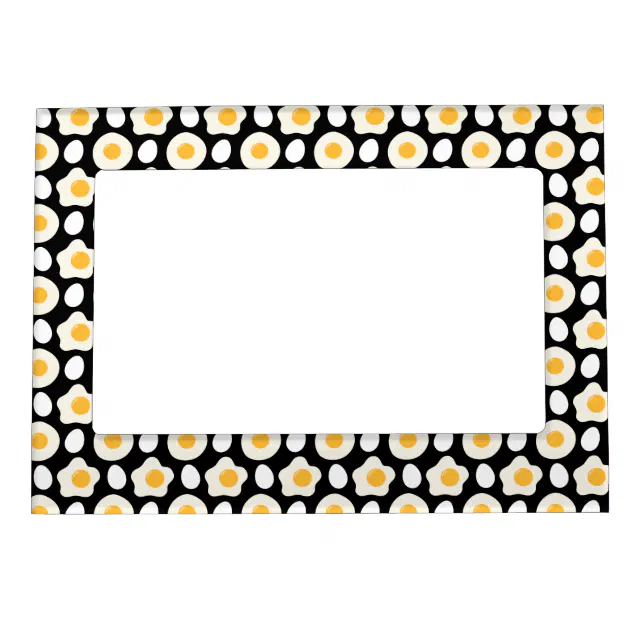 Fried Egg Pattern Breakfast Lovers Daisy Flower Magnetic Frame | Zazzle