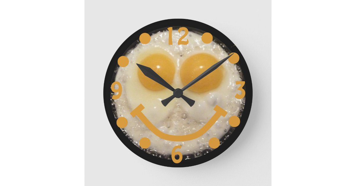 Fried Eggs Happy Face Clock | Zazzle