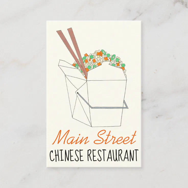 Fried Rice Chinese Takeout Container Chopsticks Business Card | Zazzle