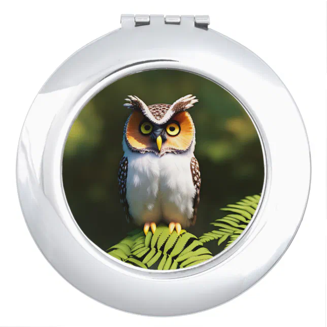 "Frieda the Screech Owl: A Nocturnal Beauty" Compact Mirror | Zazzle