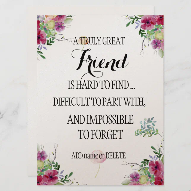 Friend Bestie Thank you Appreciation Gift Card | Zazzle