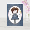 Friend Birthday Stick Figure Girl with Daisies Card | Zazzle