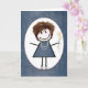 Friend Birthday Stick Figure Girl with Daisies Card | Zazzle