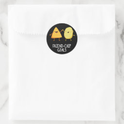 Friend-Chip Goals Funny Chip Pun Dark BG Classic Round Sticker | Zazzle