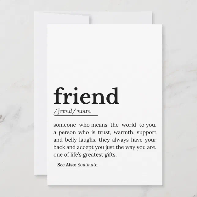 Friend Definition – Heartfelt Meaning Holiday Card | Zazzle