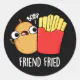 Friend Fried Funny French Fries Pun Dark BG Classic Round Sticker | Zazzle