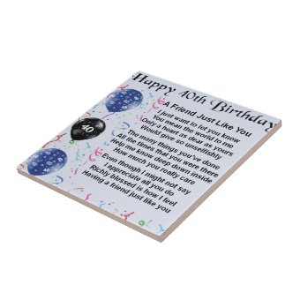 Friend Poem 40th Birthday Tile | Zazzle