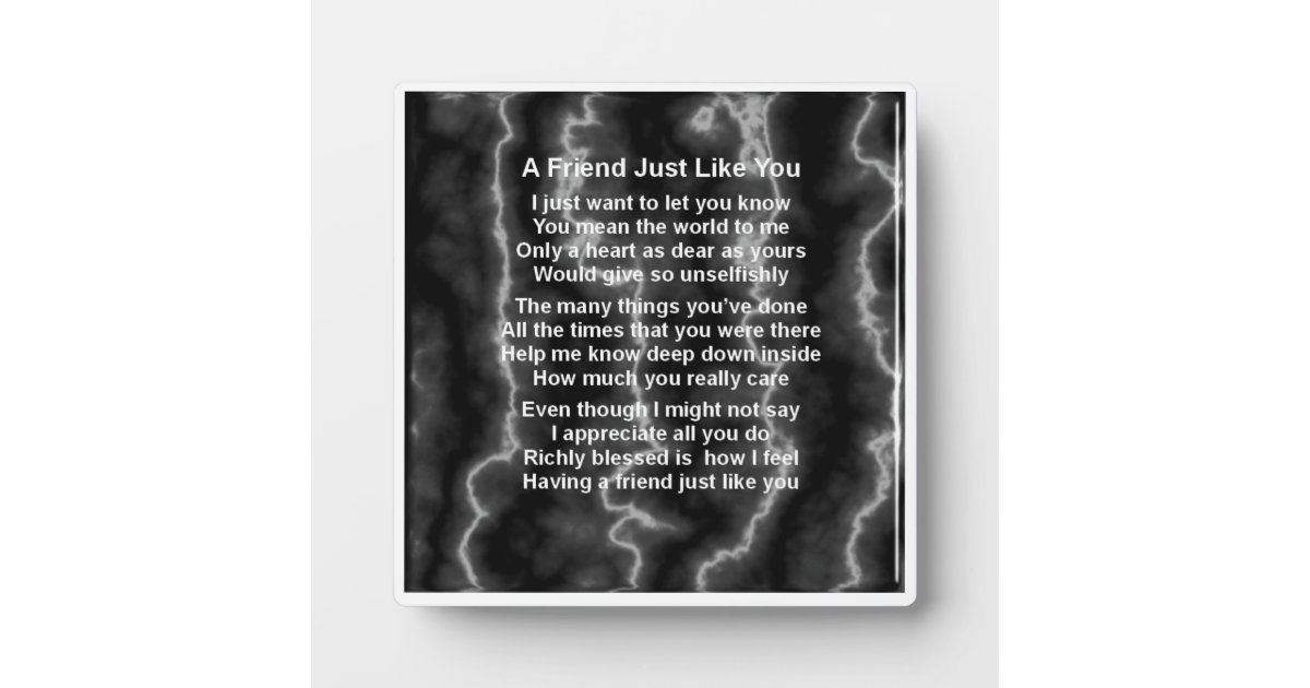 Friend Poem Plaque - Lightning Marble Design | Zazzle