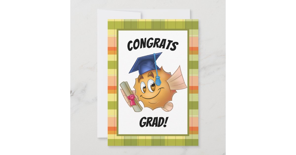 FriendFish cartoon cute fish Graduation Card | Zazzle