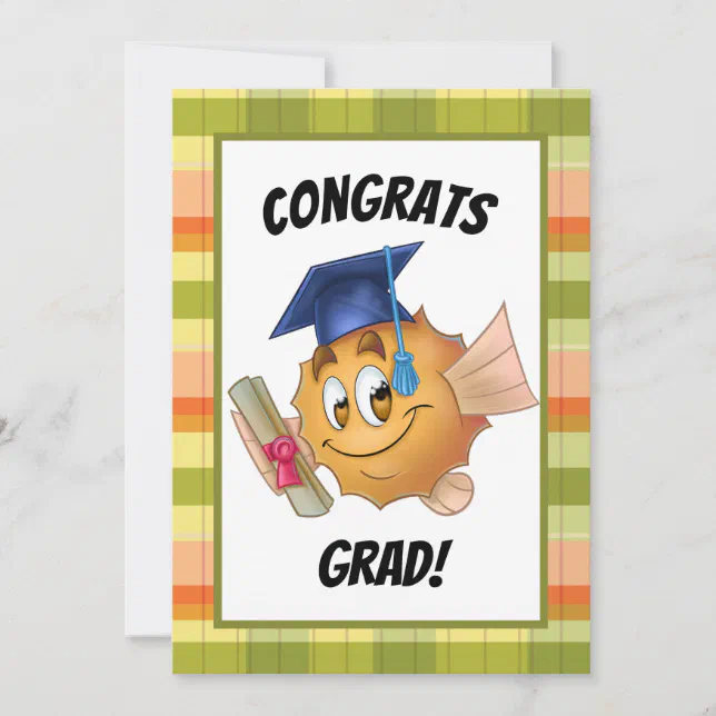FriendFish cartoon cute fish Graduation Card | Zazzle