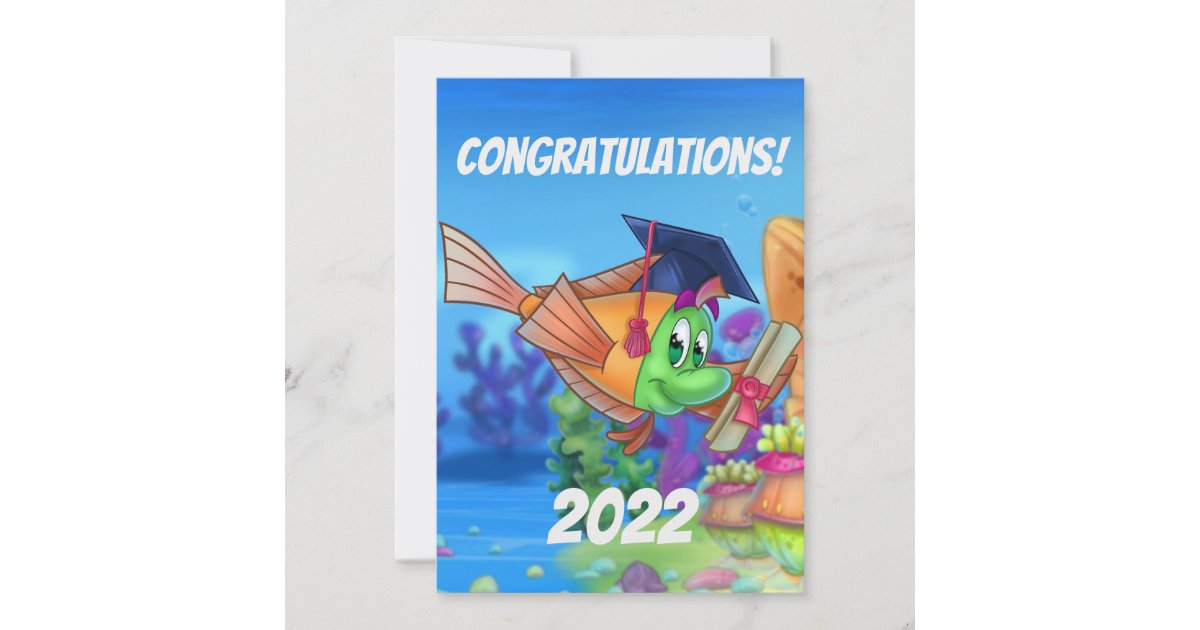 FriendFish cute cartoon fish Graduation Card | Zazzle