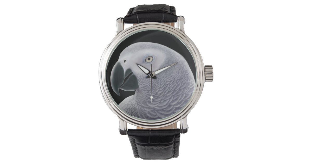 Friendly African Gray Parrot Watch | Zazzle