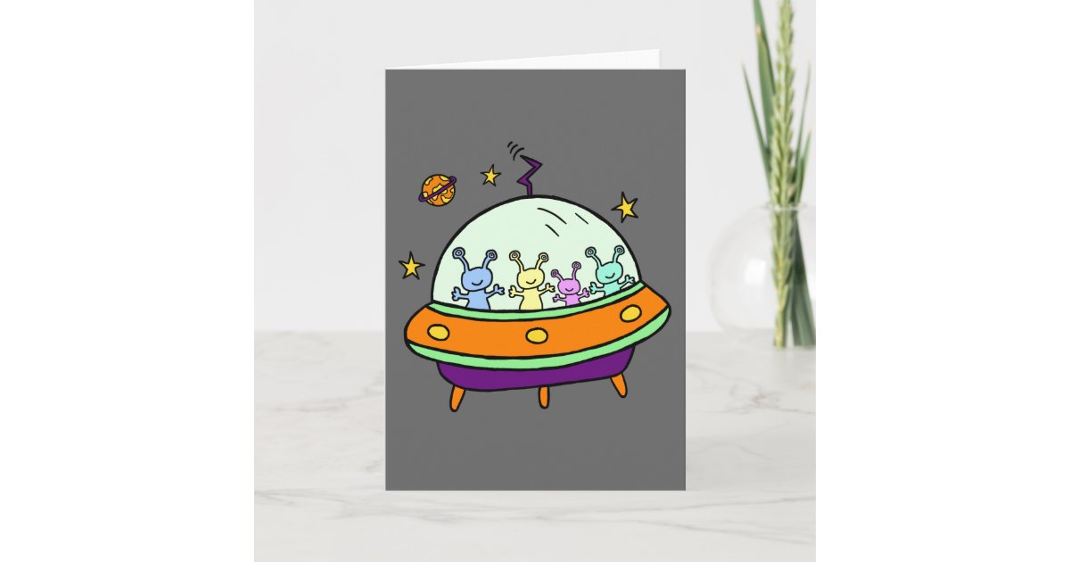 Friendly Aliens Card | Zazzle