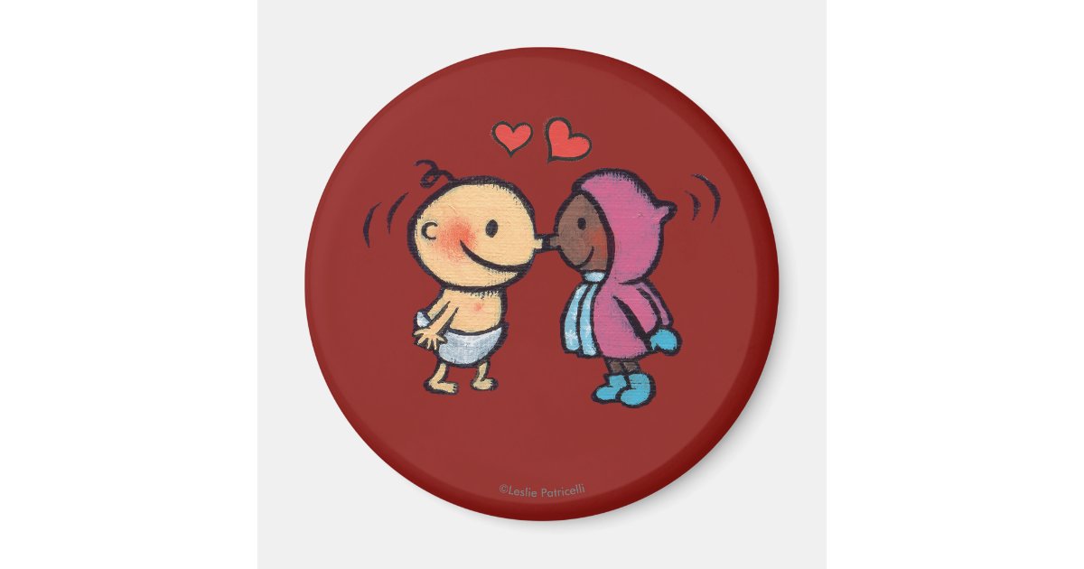 Friendly Eskimo Nose Kisses Kids Magnet | Zazzle