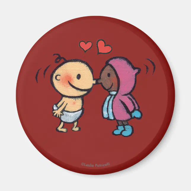 Friendly Eskimo Nose Kisses Kids Magnet | Zazzle