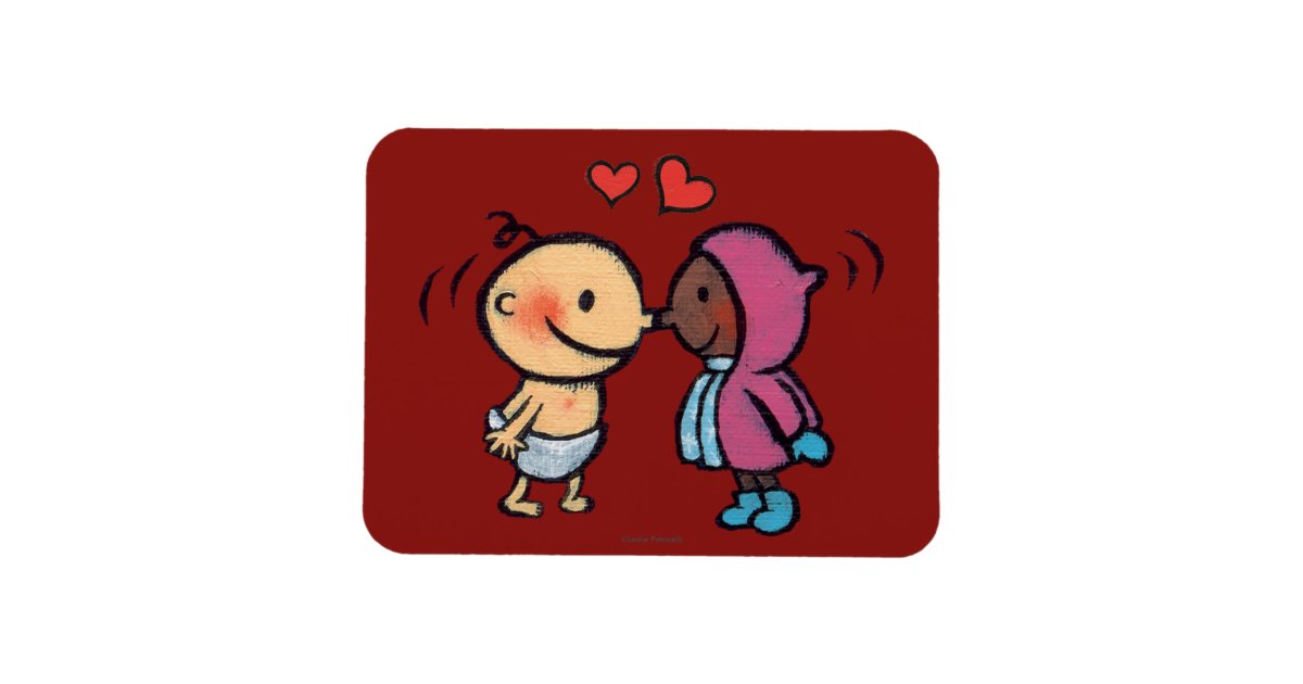 Friendly Eskimo Nose Kisses Kids Magnet | Zazzle