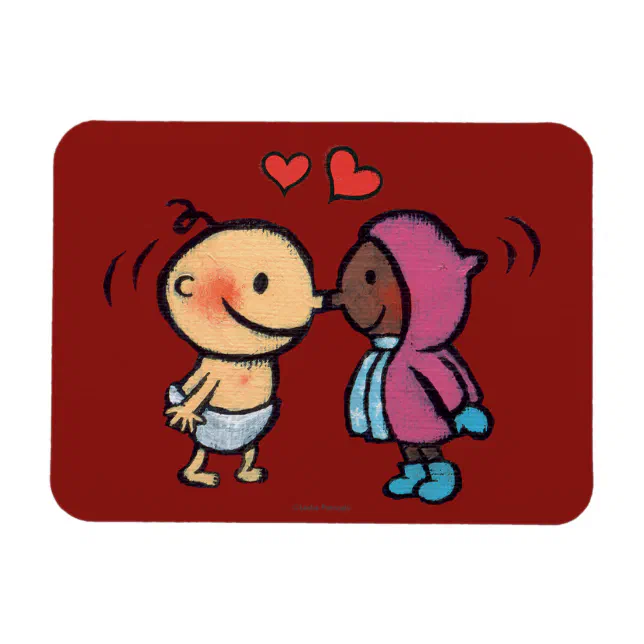 Friendly Eskimo Nose Kisses Kids Magnet | Zazzle