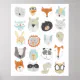 Friendly Faces | Cute Animal Portraits Poster | Zazzle