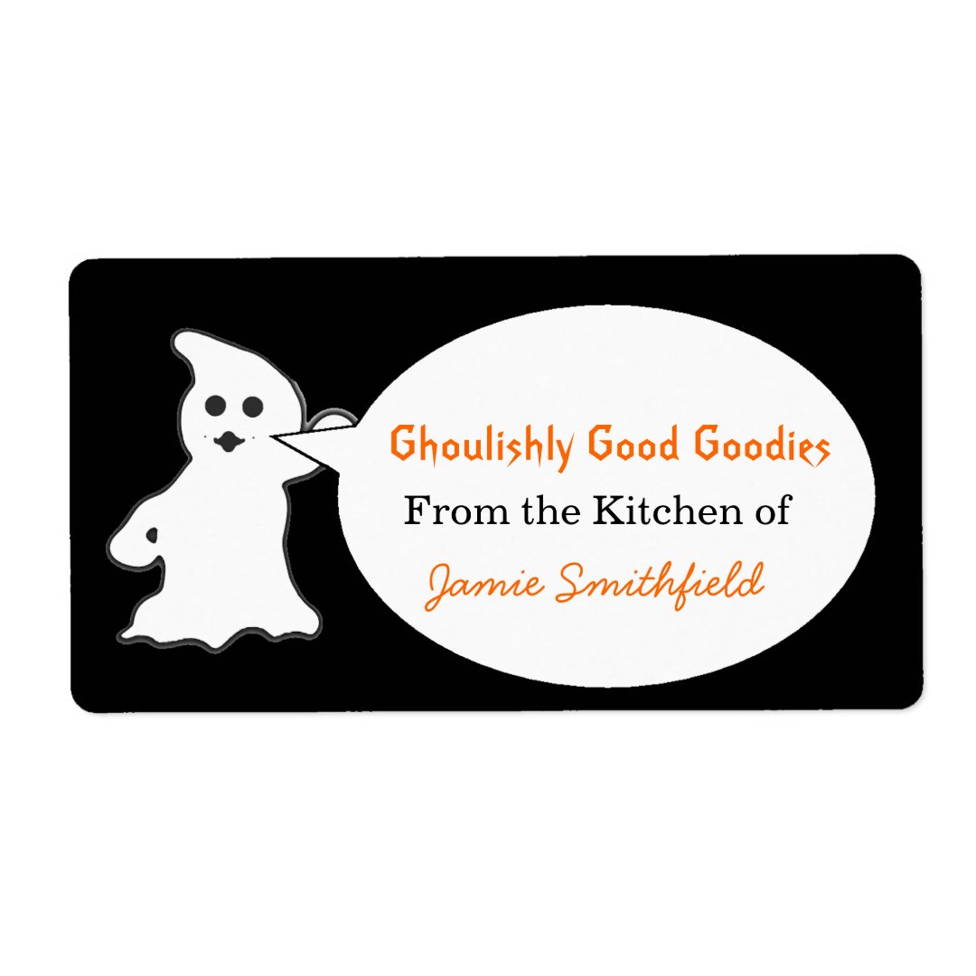 Friendly Ghost Halloween Kitchen Labels | Zazzle
