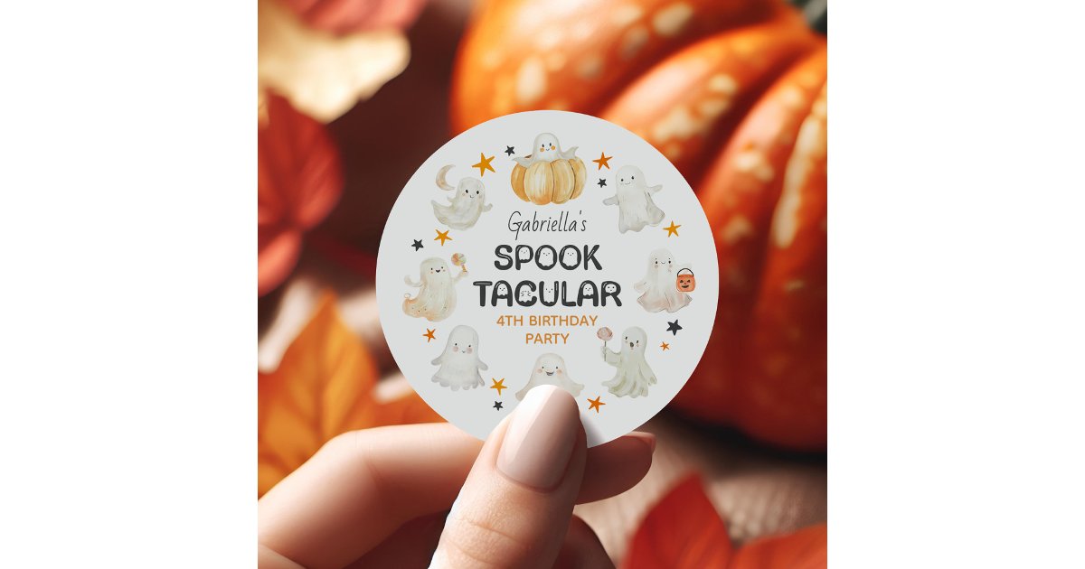 Friendly Ghosts Spooktacular Kids Birthday Party Classic Round Sticker ...