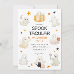 Friendly Ghosts Spooktacular Kids Halloween Party Invitation | Zazzle