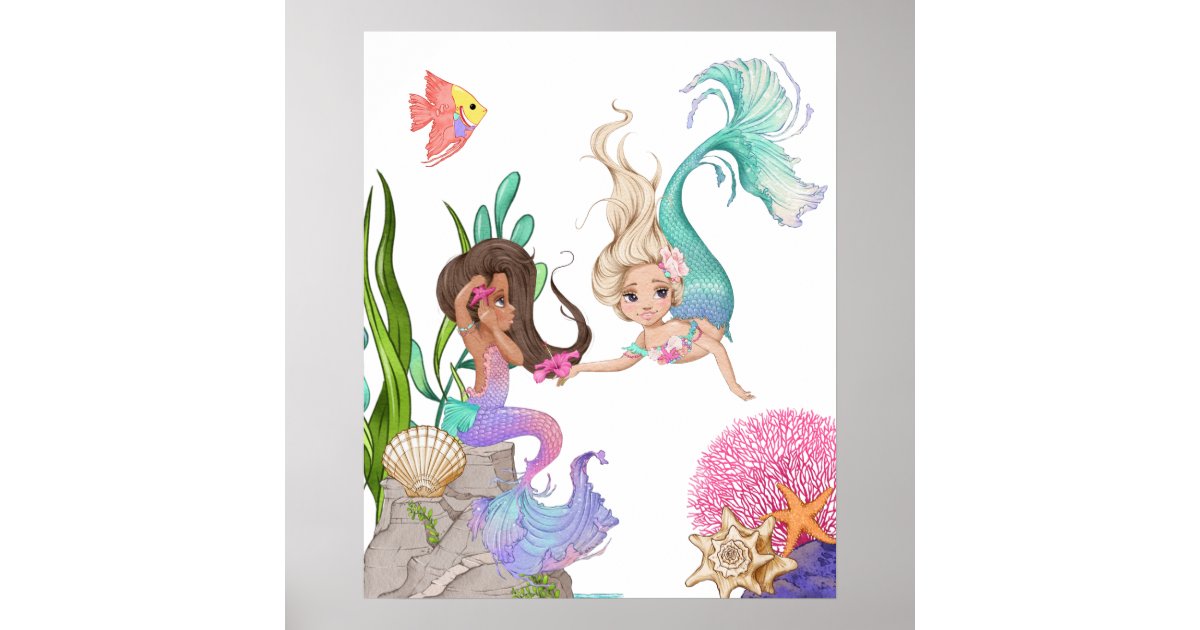 Friendly Mermaids Poster | Zazzle