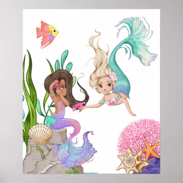 Friendly Mermaids Poster | Zazzle