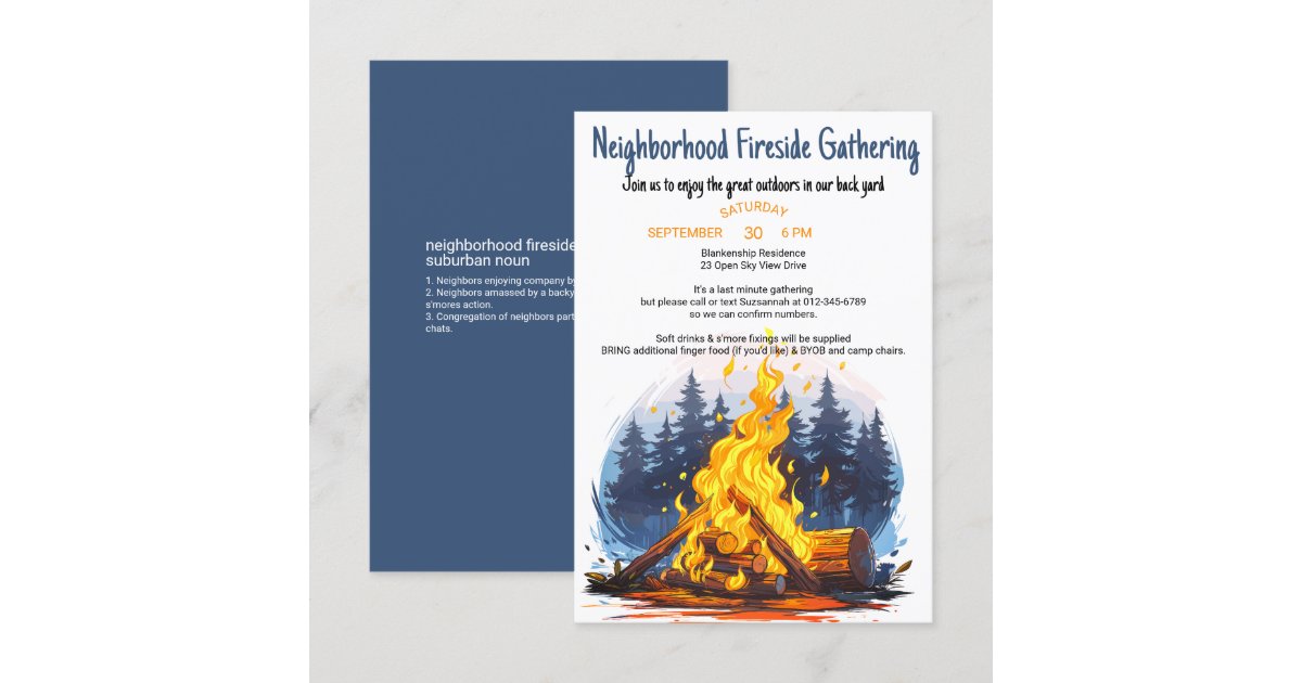 Friendly Neighborhood Fireside Gathering Invitation | Zazzle