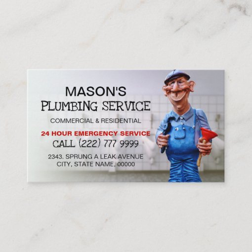 Friendly Plumbers & Plumbing Service Business Card | Zazzle