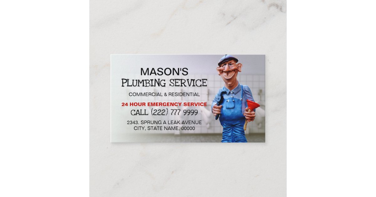Friendly Plumbers & Plumbing Service Business Card | Zazzle