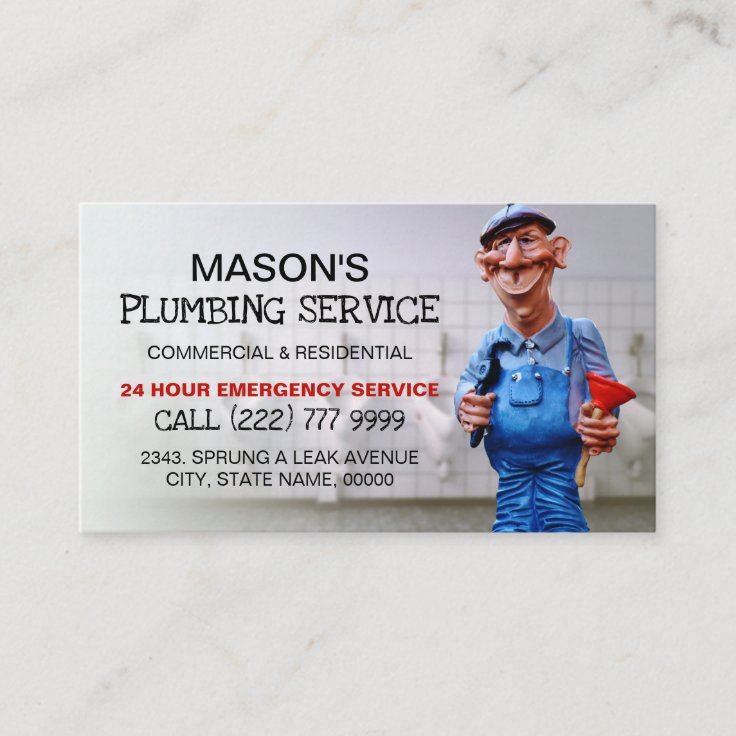 Friendly Plumbers & Plumbing Service Business Card | Zazzle