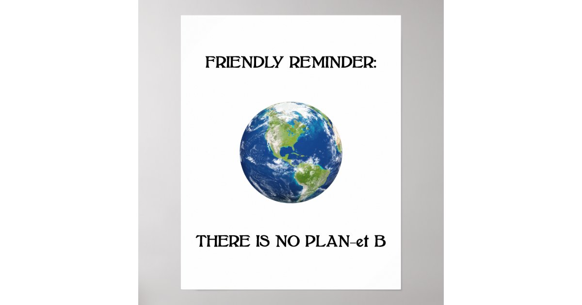 Friendly reminder no plan b earth poster | Zazzle