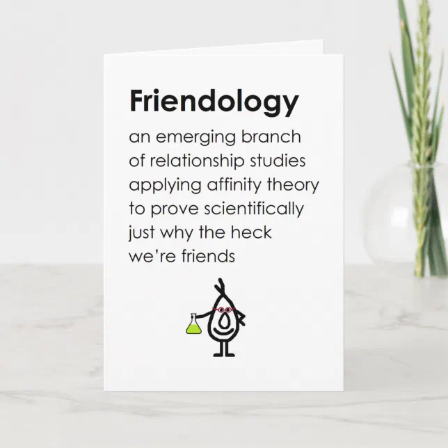 Friendology, Funny Thinking Of You Poem For Friend Card | Zazzle