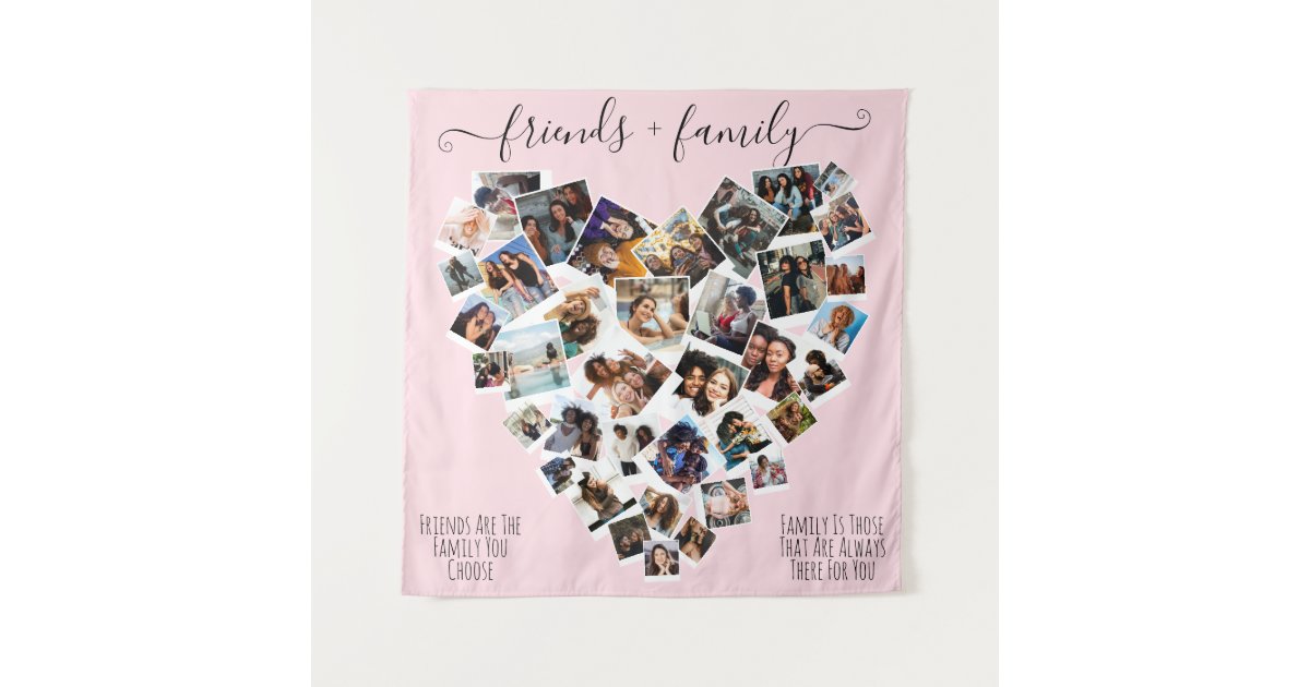Friends and Family Quotes Photo Heart Collage Post Tapestry | Zazzle