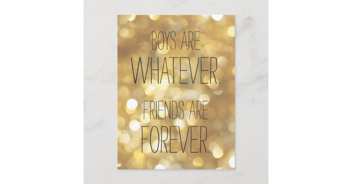 Friends are Forever Gold Sparkles Friendship Quote Postcard | Zazzle