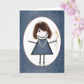 Friend's Birthday Stick Figure Girl Card | Zazzle
