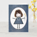 Friend's Birthday Stick Figure Girl Card | Zazzle
