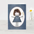 Friend's Birthday Stick Figure Girl Card | Zazzle