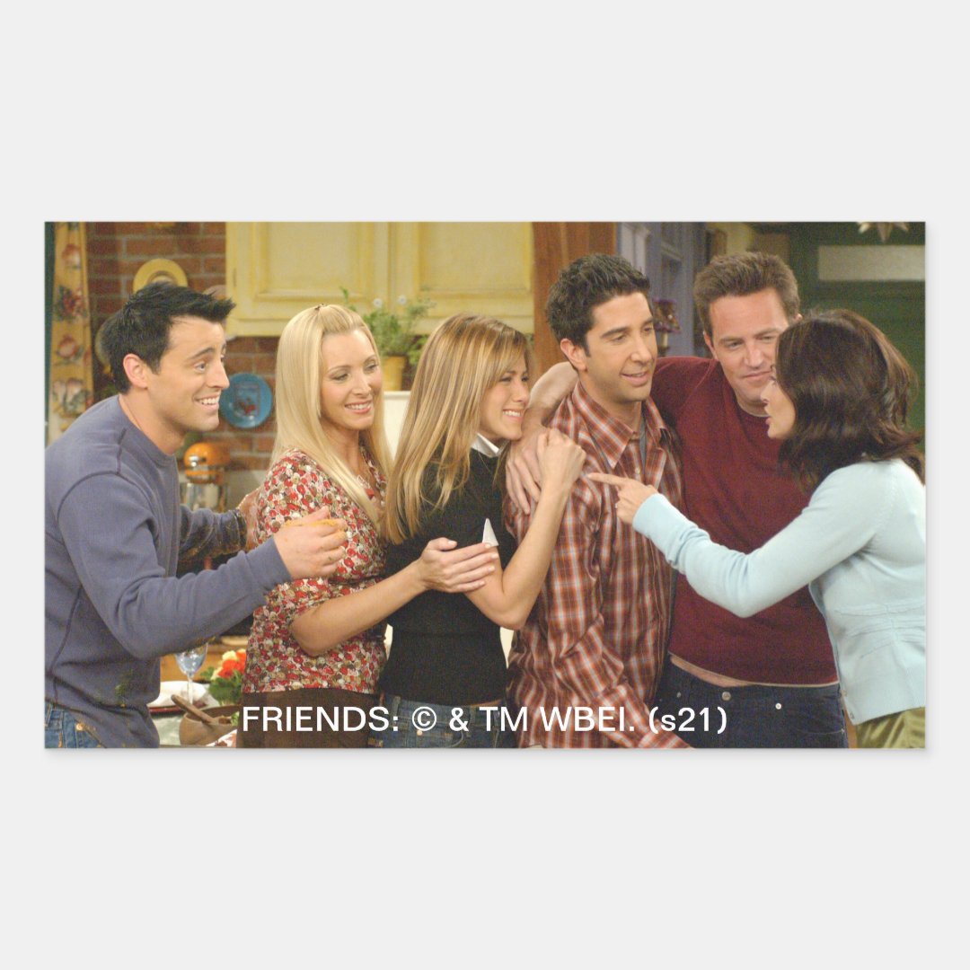 FRIENDS™ | Cast Thanksgiving Group Hug Rectangular Sticker | Zazzle