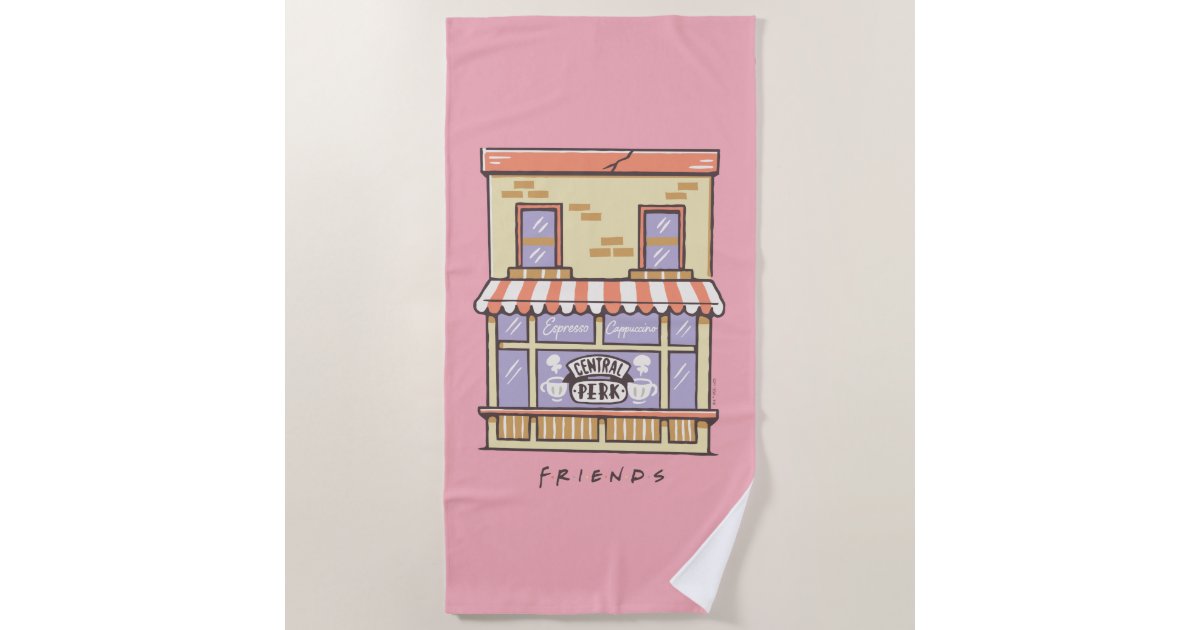 FRIENDS™ | Central Perk Cartoon Coffee Shop Beach Towel | Zazzle